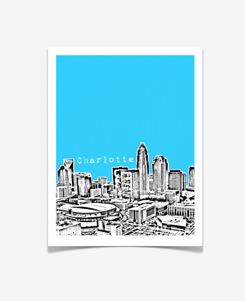 Charlotte Skyline Poster Charlotte North Carolina Art Print - Etsy
