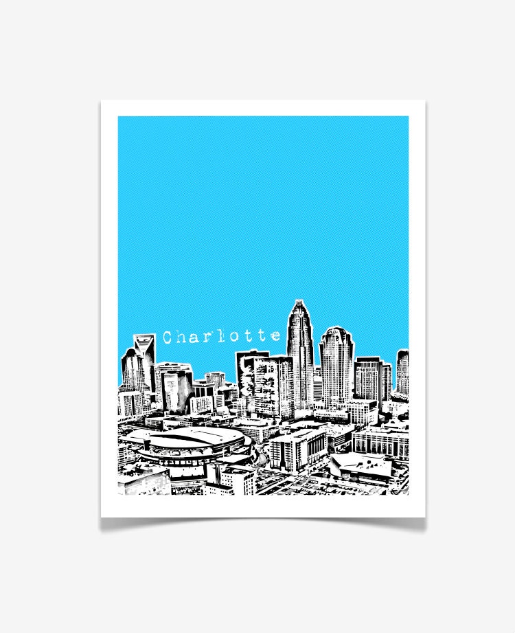 Charlotte Skyline Poster Charlotte North Carolina Art Print | Etsy