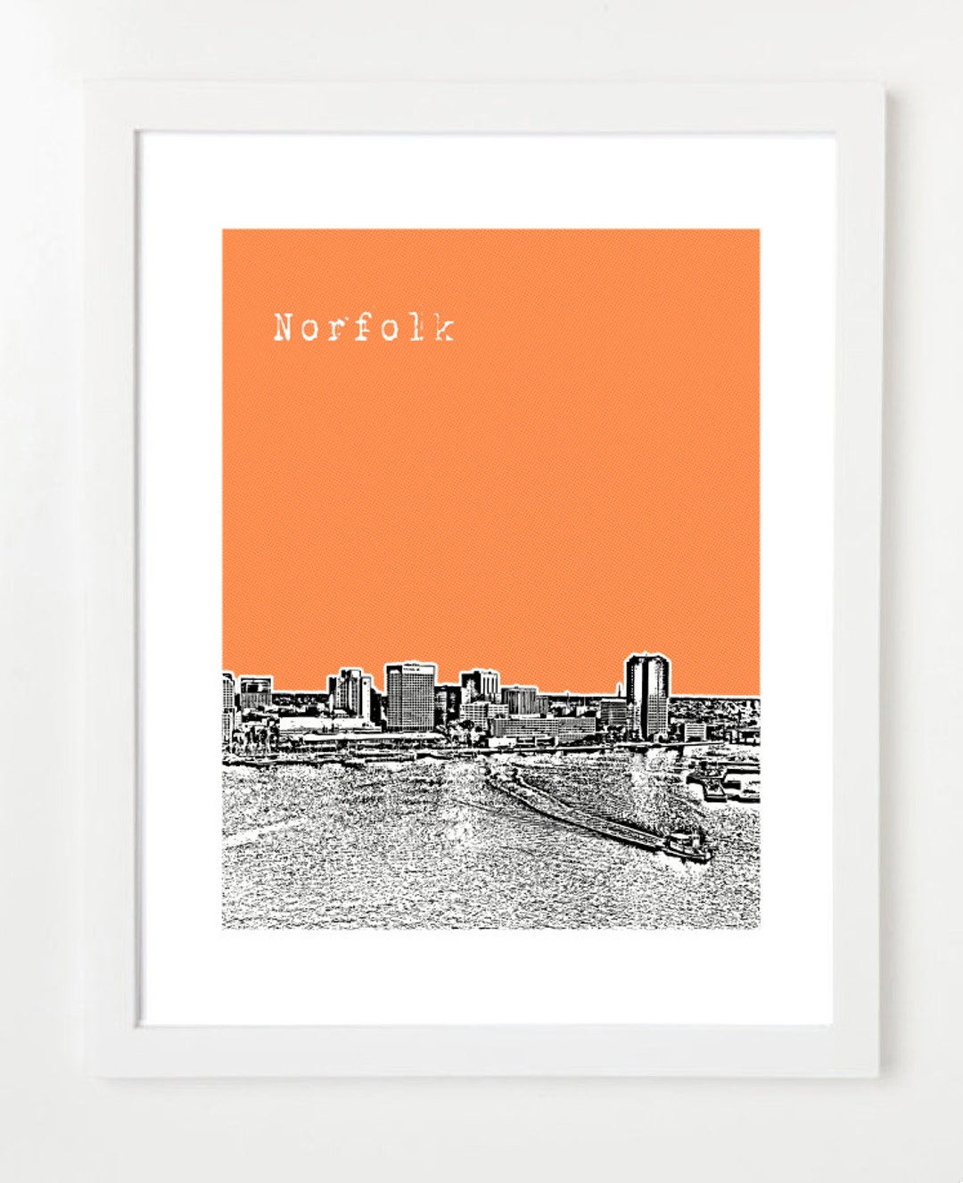 Norfolk Virginia Skyline Poster Norfolk City Print VERSION - Etsy