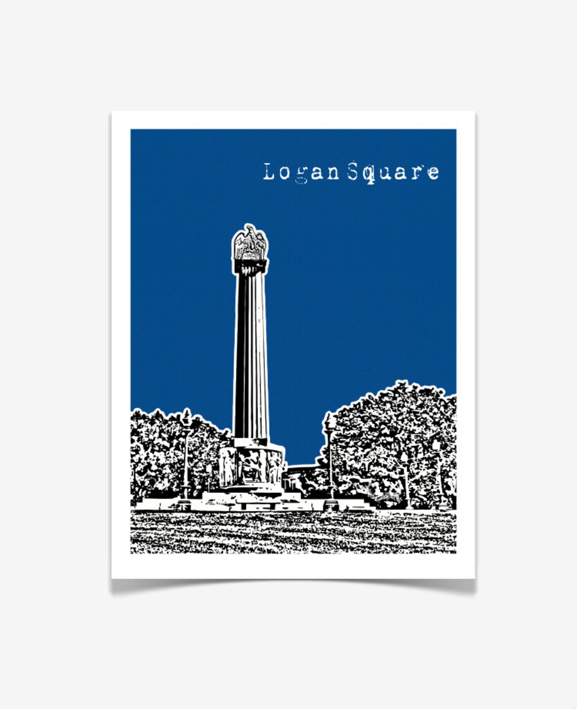 Logan Square Chicago Skyline Poster Illinois City Art | Etsy