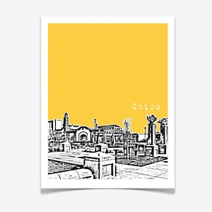 Chico California Skyline Poster Chico City Art Print Chico - Etsy