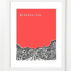 Bloomington Indiana Poster Bloomington City State Skyline Art Print ...