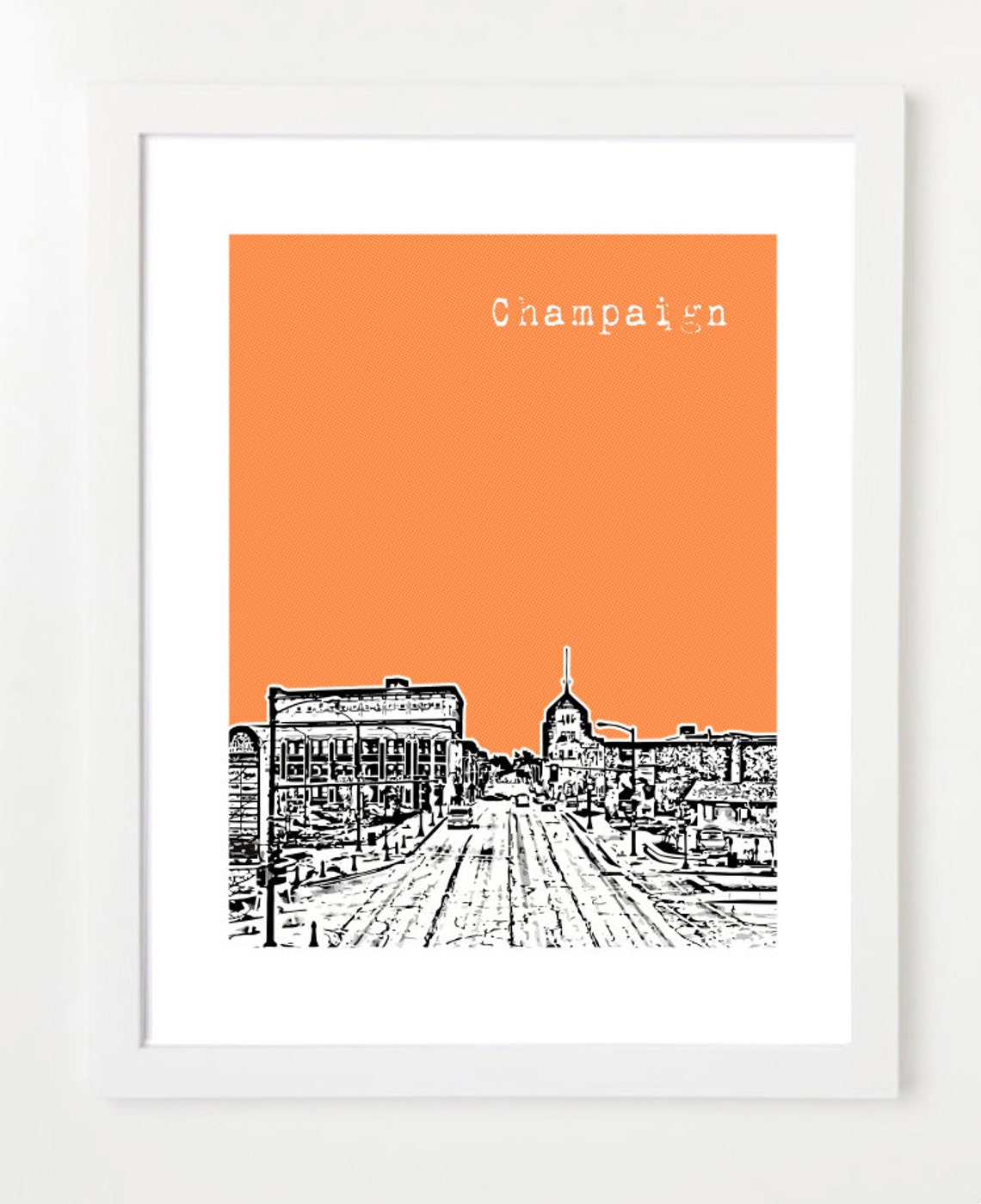 Champaign Illinois Poster City Skyline Champaign Art - Etsy