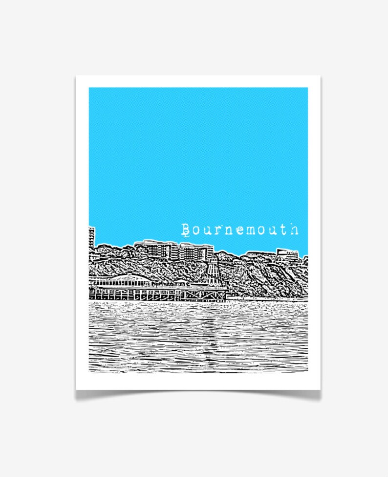 Bournemouth England Poster Bournemouth City Skyline Series - Etsy