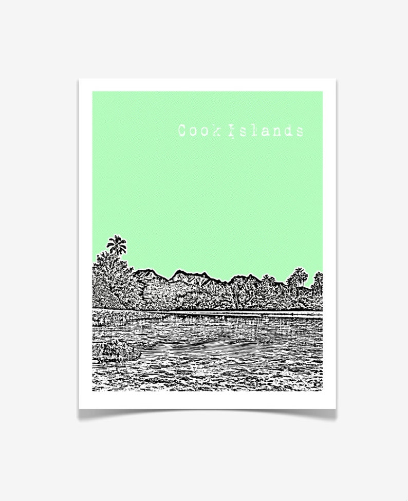 Cook Islands Poster Rarotonga City Skyline Art Print Te - Etsy