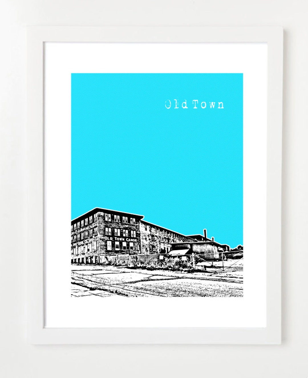 Old Town Maine Poster City Skyline Art Print Old Town Art Print - Etsy