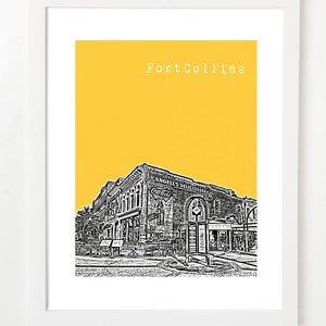 Fort Collins Skyline Poster Fort Collins Colorado City Art Print Old ...