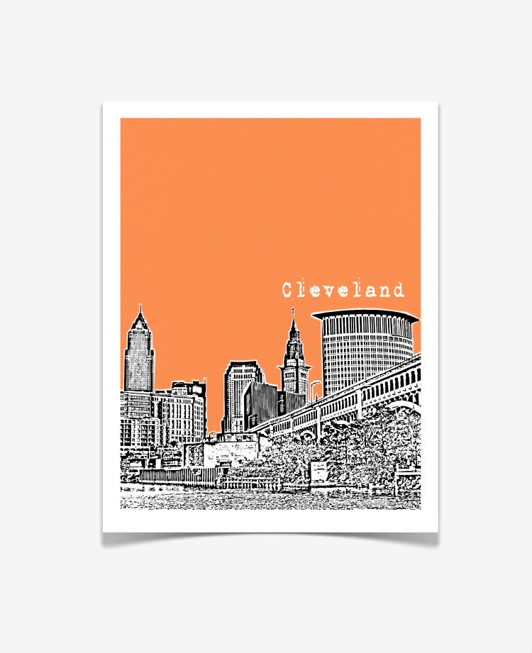 Cleveland Skyline Poster Cleveland Art Print Cleveland - Etsy