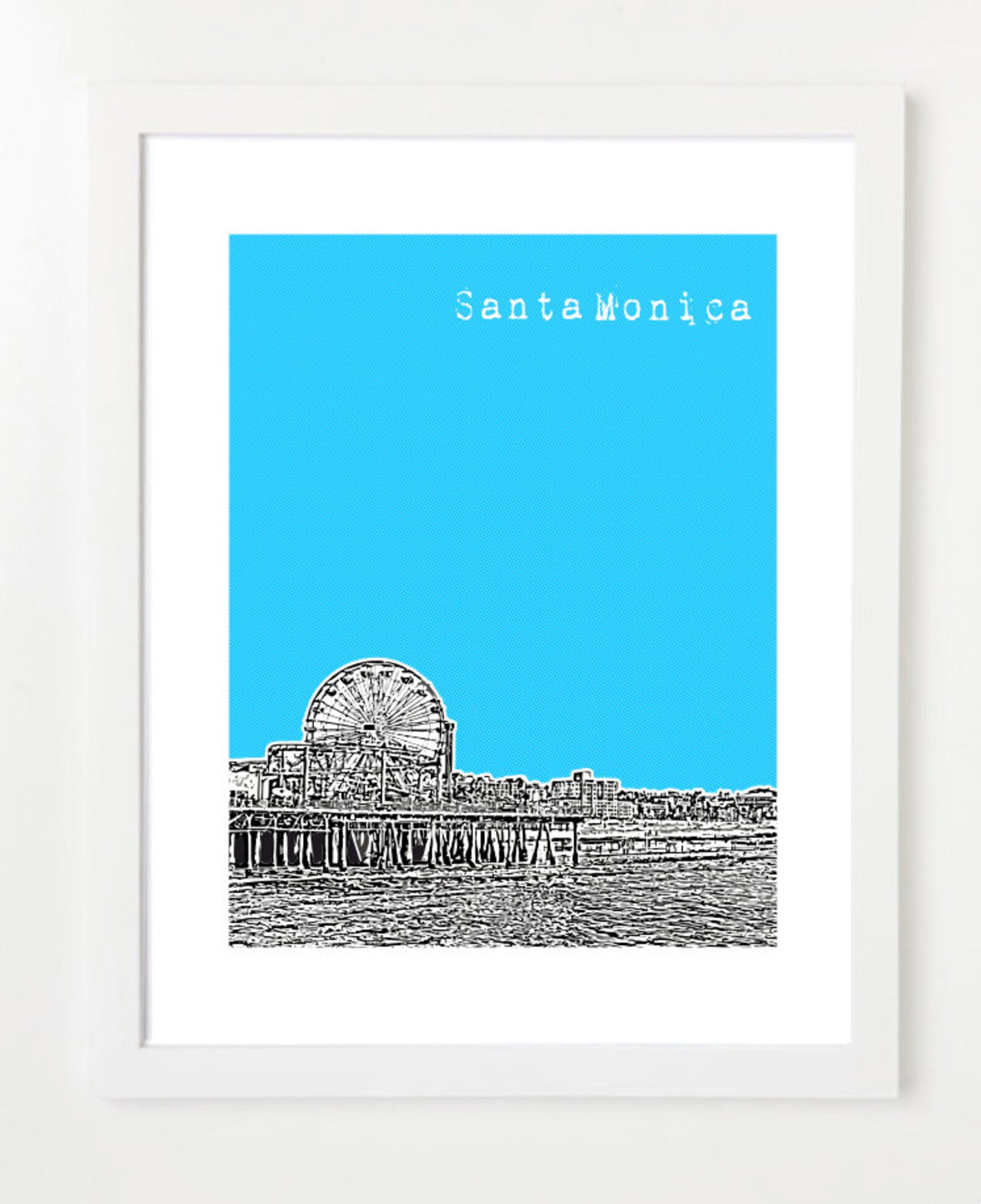 Santa Monica Art City Skyline Poster California State - Etsy