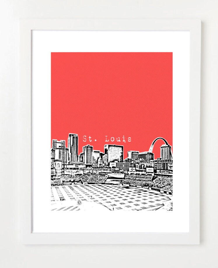 St Louis Skyline Poster Saint Louis City Art Print VERSION - Etsy