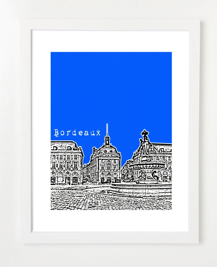 Bordeaux France Art Print Bordeaux City Skyline Poster - Etsy UK