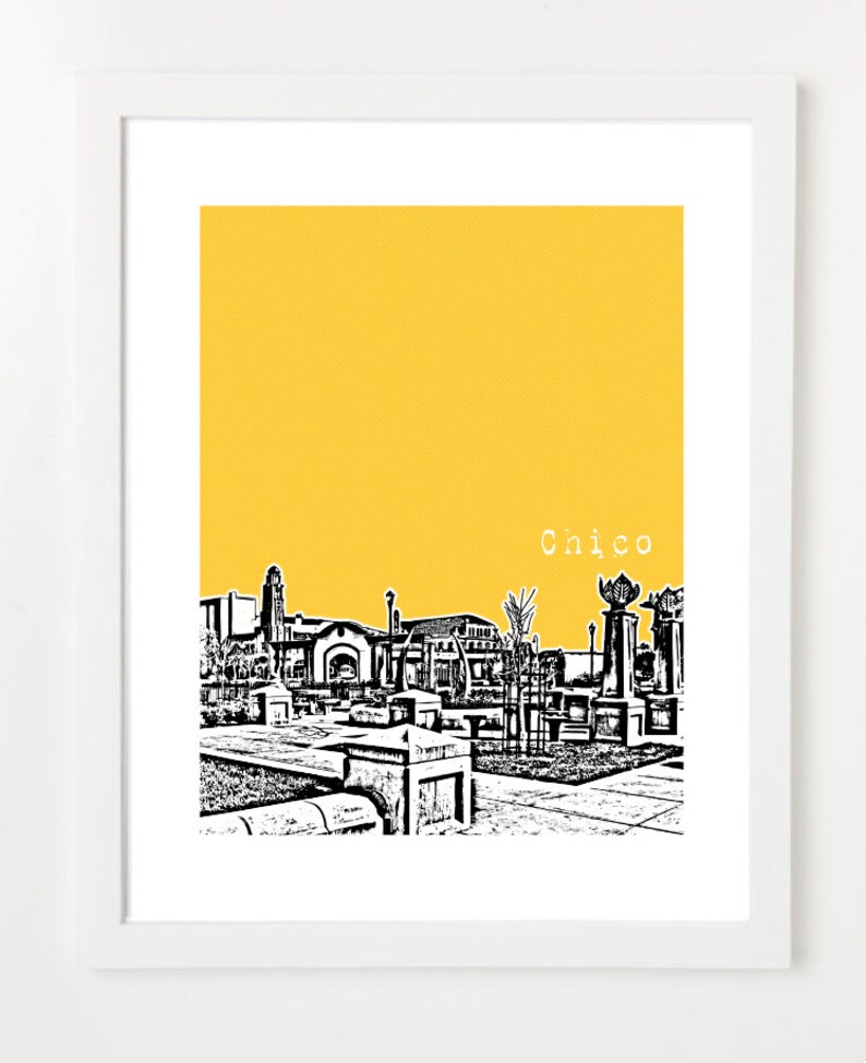 Chico California Skyline Poster Chico City Art Print Chico - Etsy