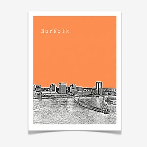 Norfolk Virginia Skyline Poster Norfolk City Print VERSION - Etsy