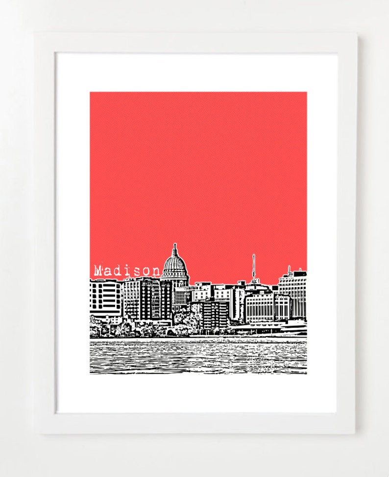 Madison Wisconsin Skyline Madison City Skyline Art Print - Etsy