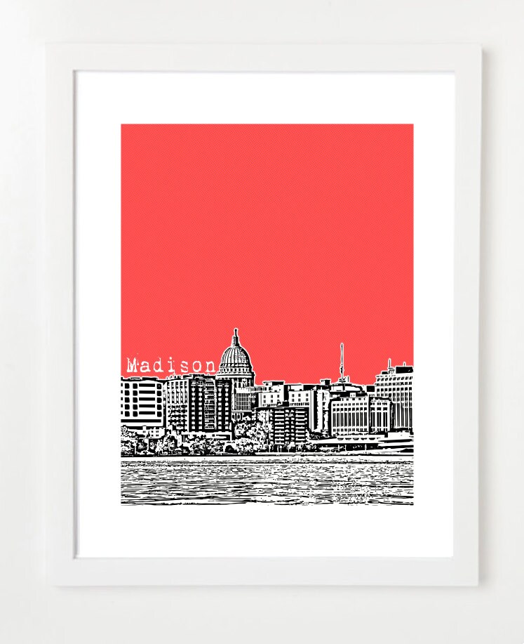 Madison Wisconsin Skyline Madison City Skyline Art Print - Etsy