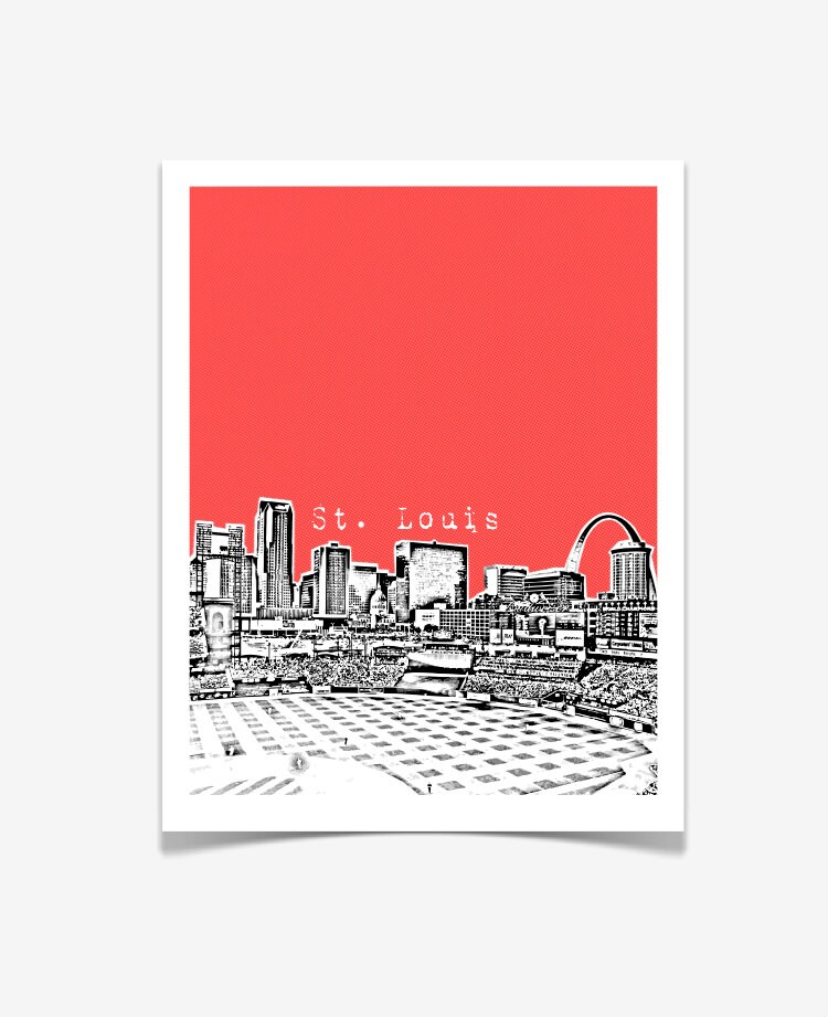 St Louis Skyline Poster Saint Louis City Art Print VERSION - Etsy