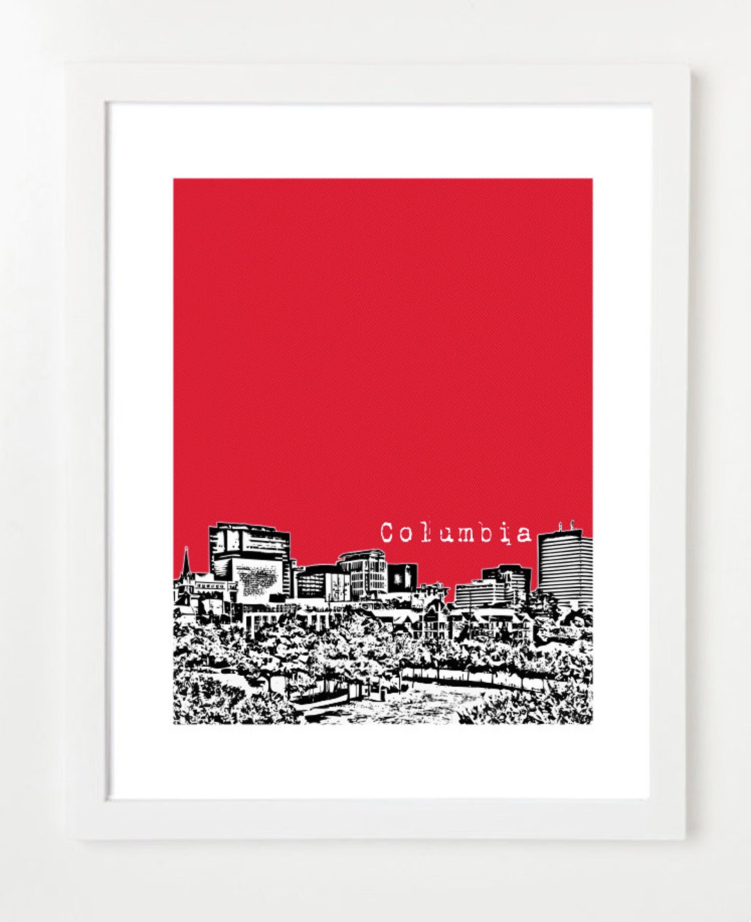 Columbia South Carolina Poster City Skyline Art Print Columbia, SC Art ...