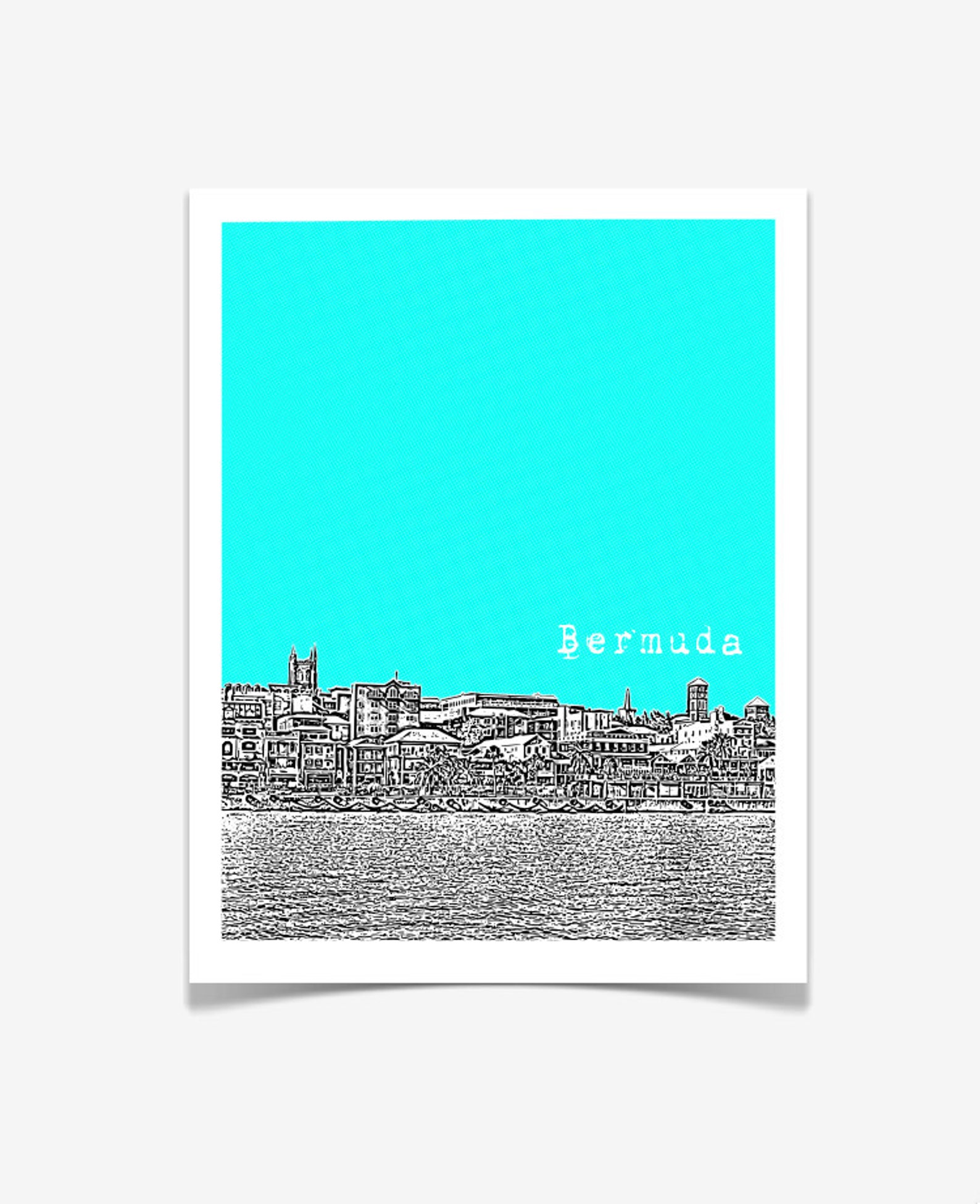 Hamilton Bermuda Skyline Poster Bermuda City Skyline Poster - Etsy