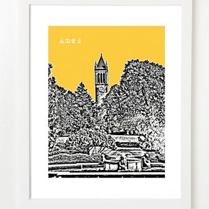 Ames Iowa Art Print Ames Skyline Poster Ames Poster Ames Wedding Gift ...