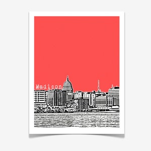 Madison Wisconsin Skyline Madison City Skyline Art Print Madison, WI - Etsy