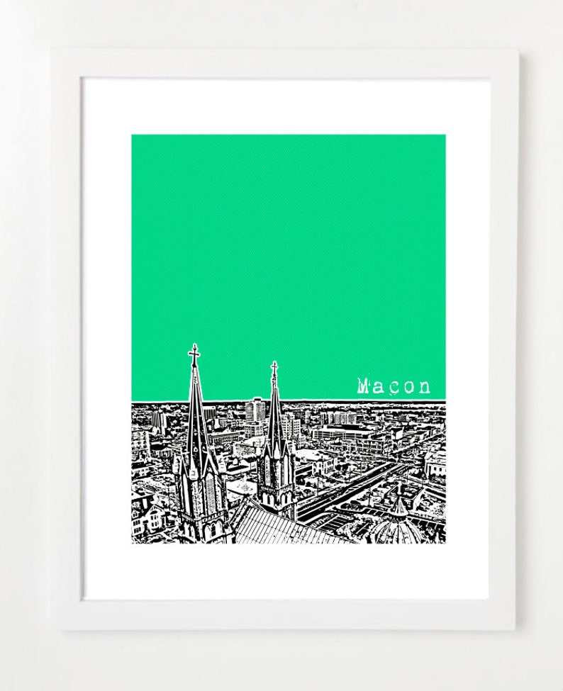 Macon Georgia Skyline Poster Macon City Skyline Series Art - Etsy