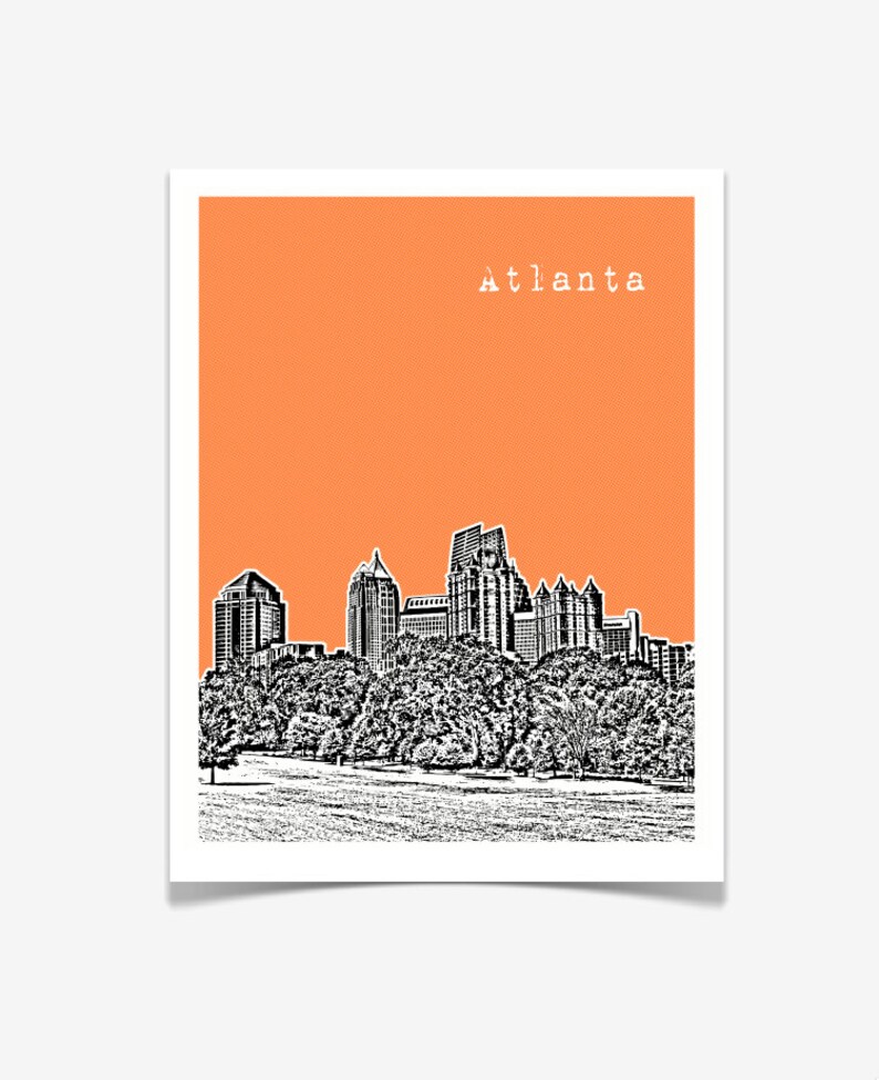 Atlanta Art Print Atlanta Skyline Poster Atlanta Wedding - Etsy
