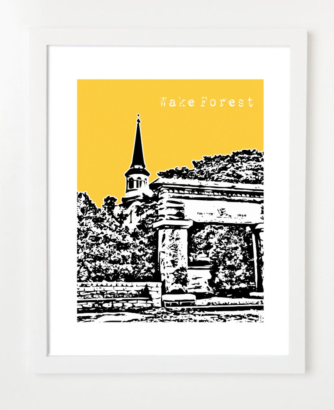 Wake Forest North Carolina Skyline Poster Wake Forest City Art Print ...