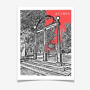 Athens Georgia Art Print Athens Arch Athens, GA Skyline Poster VERSION ...