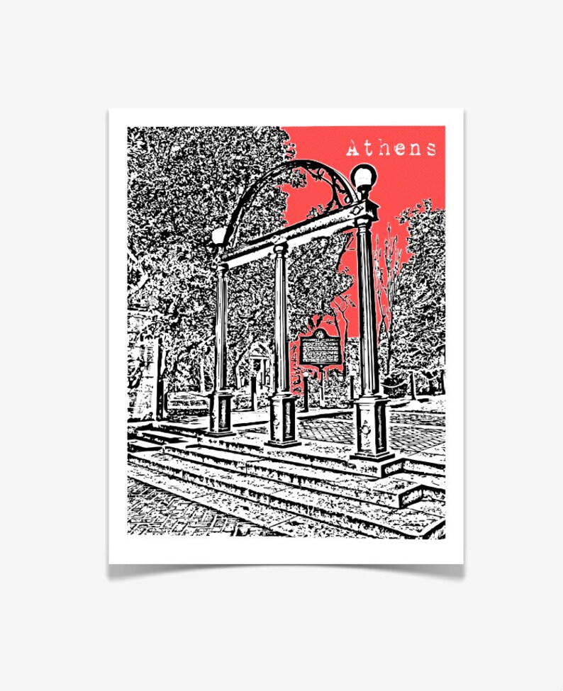 Athens Georgia Art Print Athens Arch Athens GA Skyline - Etsy