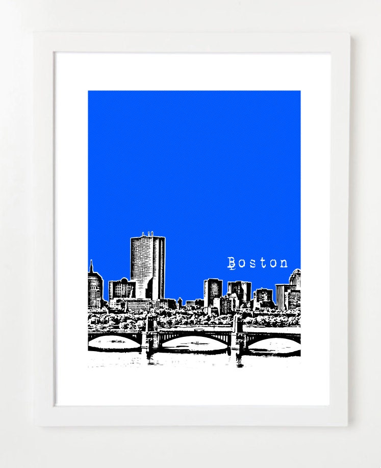 Boston Art City Skyline State Series Massachusetts | Etsy