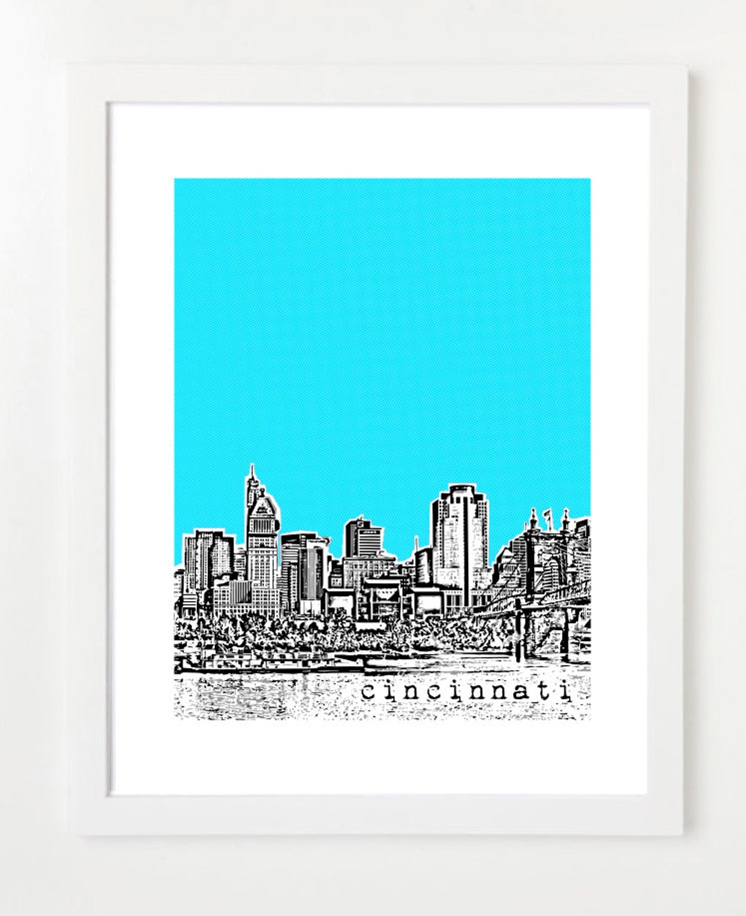 Cincinnati Poster: Cincinnati Ohio City Skyline Art Print VERSION 2 - Etsy