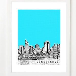 Cincinnati Poster: Cincinnati Ohio City Skyline Art Print VERSION 2 - Etsy
