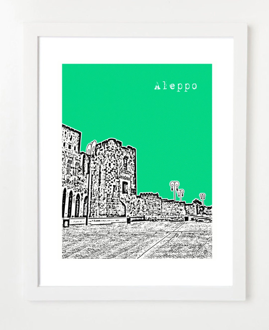 Aleppo Skyline Art Print Aleppo Syria City Skyline Poster the Citadel ...