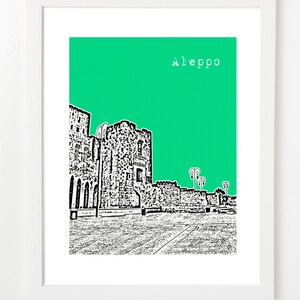 Aleppo Skyline Art Print Aleppo Syria City Skyline Poster the Citadel ...