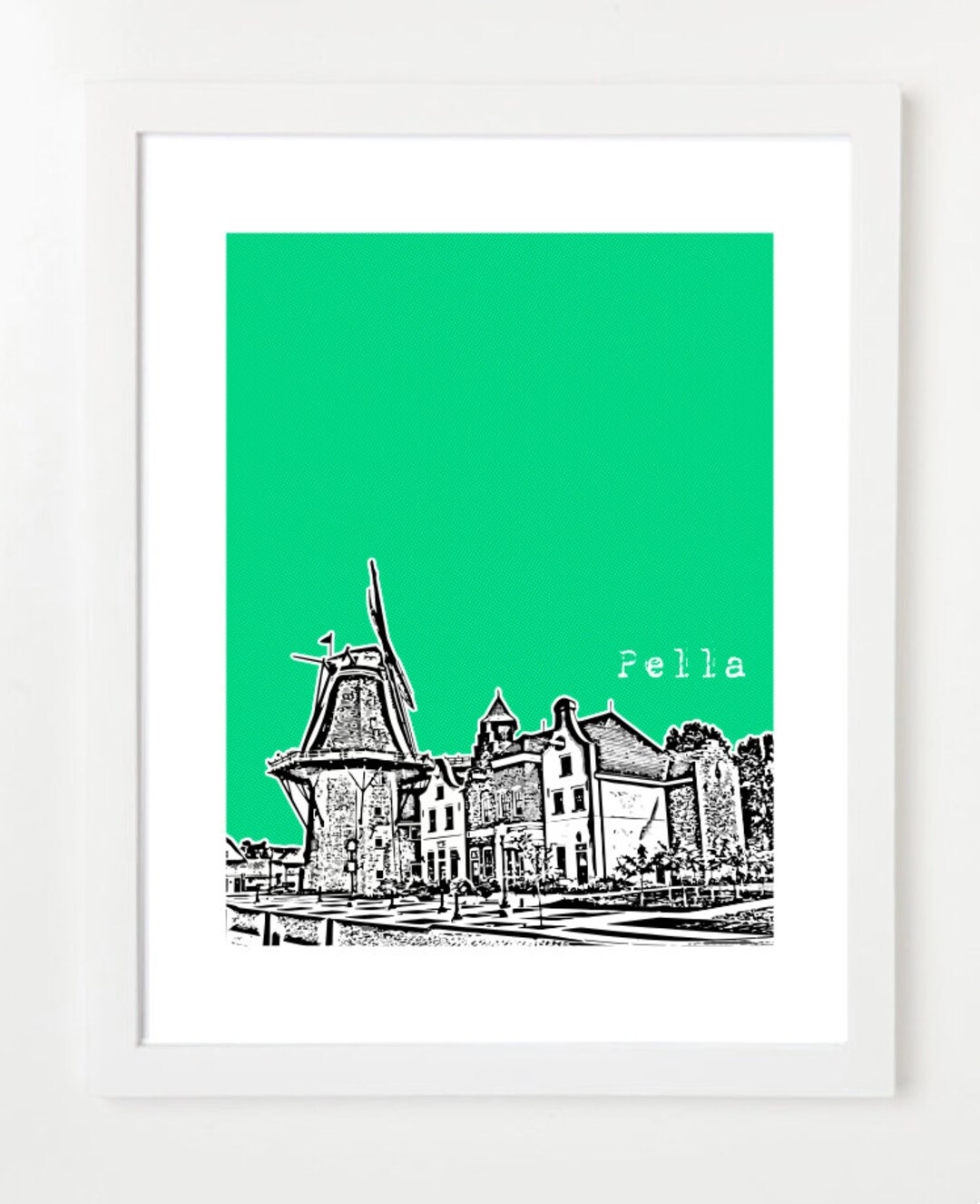 Pella Iowa Skyline Poster Pella Art Print Pella Iowa - Etsy