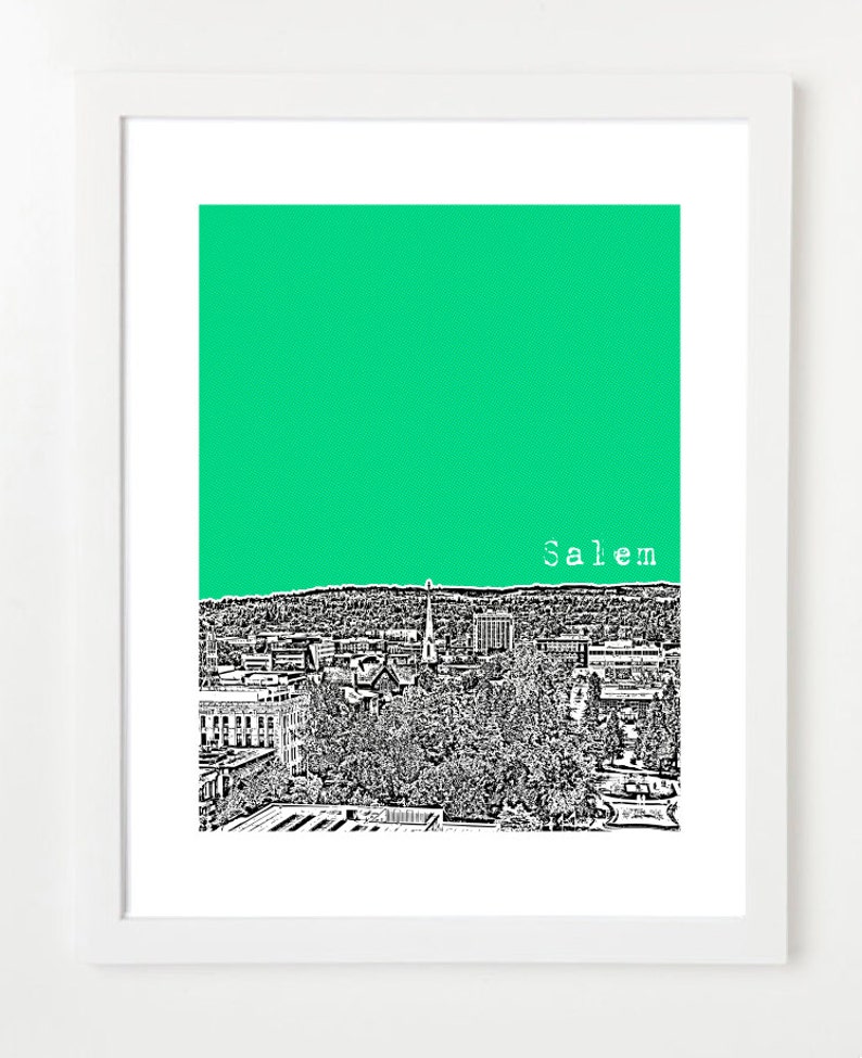 Salem Art Print Salem City Skyline Salem Oregon - Etsy