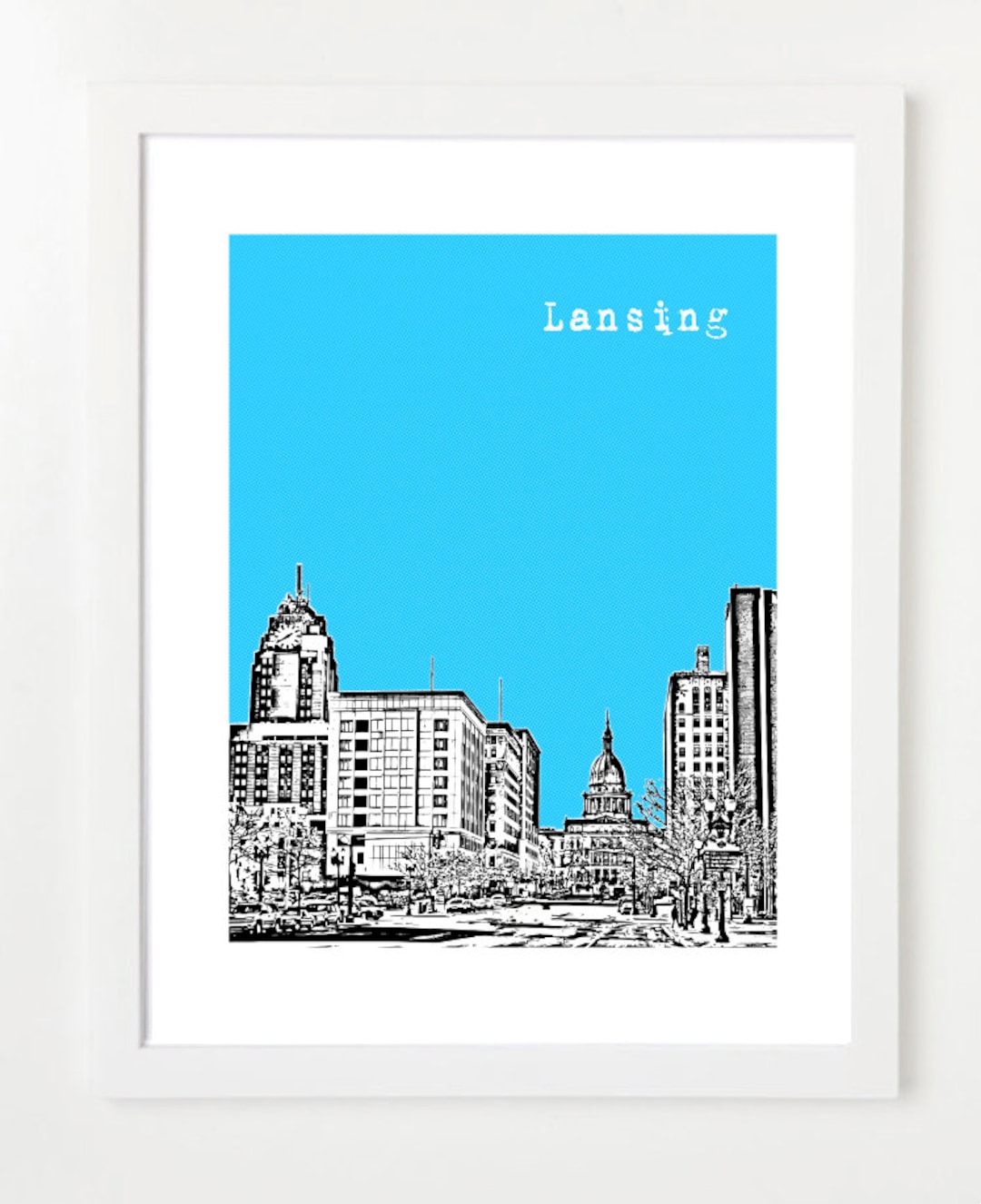 Lansing Michigan Art Lansing City Skyline Poster Lansing - Etsy