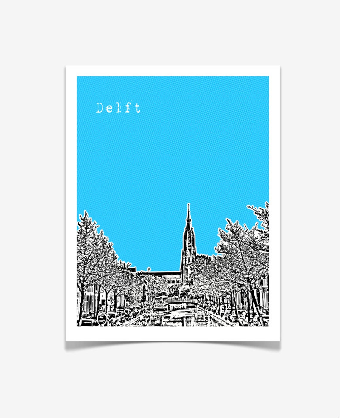 Delft Skyline Poster Delft Netherlands City Skyline Art - Etsy