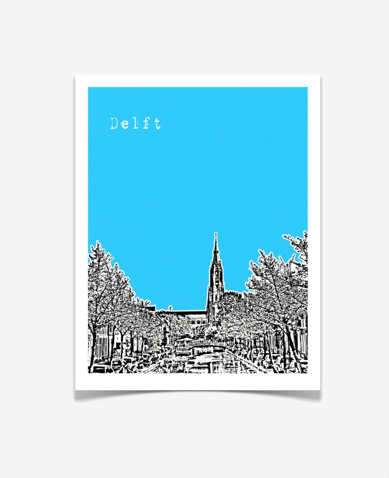 Delft Skyline Poster Delft Netherlands City Skyline Art - Etsy