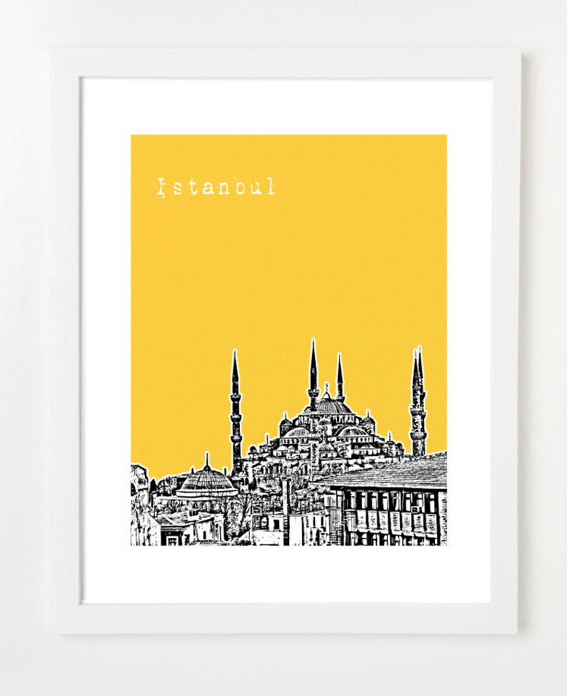Istanbul Skyline Poster Istanbul Turkey Art Print VERSION - Etsy