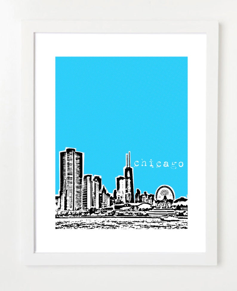 Chicago Art Print Chicago Illinois Skyline Poster Chicago - Etsy