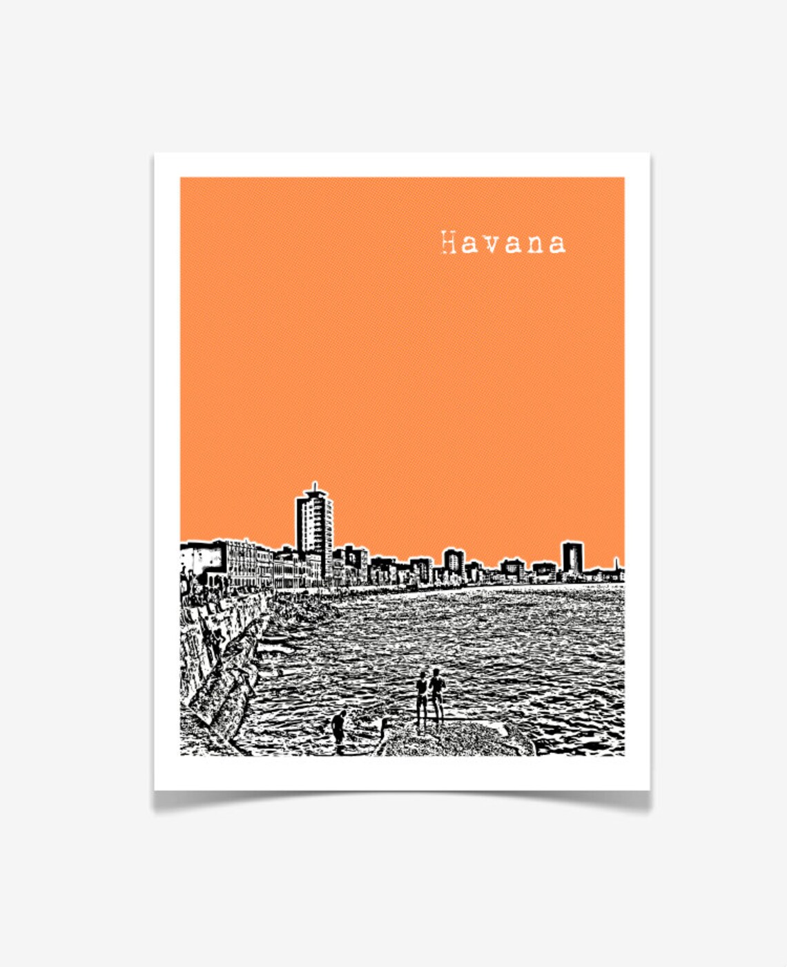 Havana Art Print Havana Cuba City Skyline Poster Malecon - Etsy