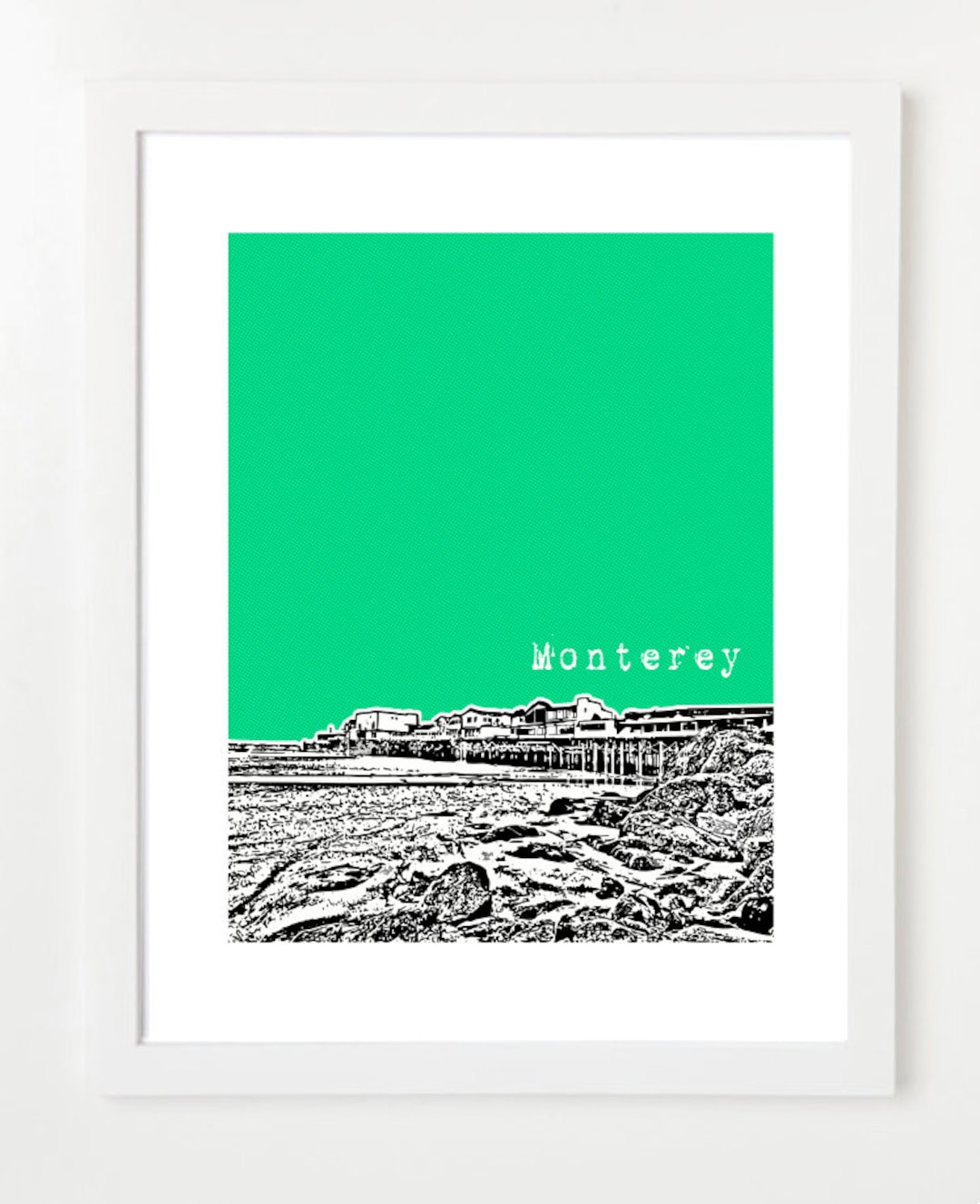 Monterey, California Art Print Monterey City Skyline Series Poster ...
