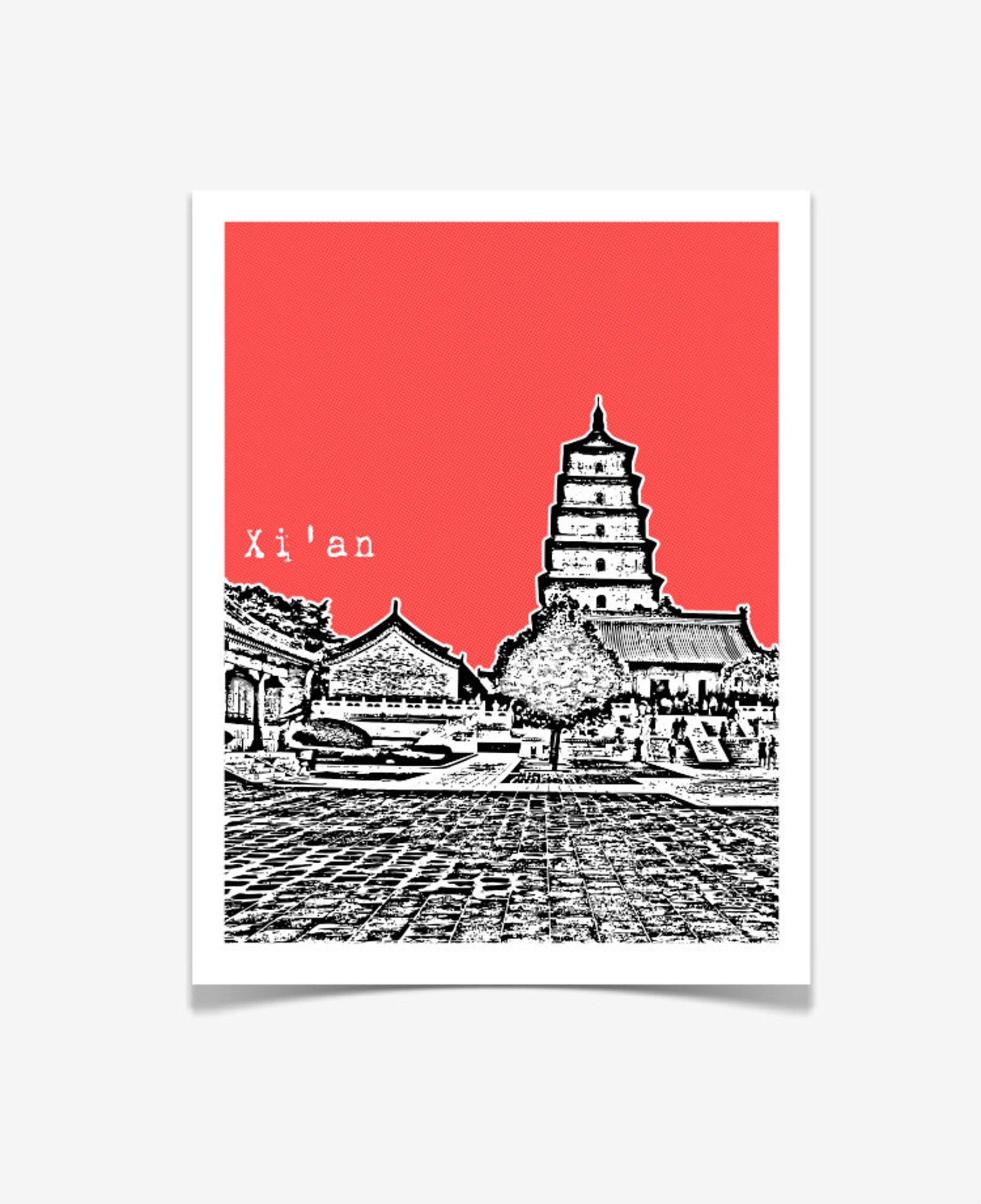 Xi'an China Skyline Poster City Series Art Print Asia - Etsy