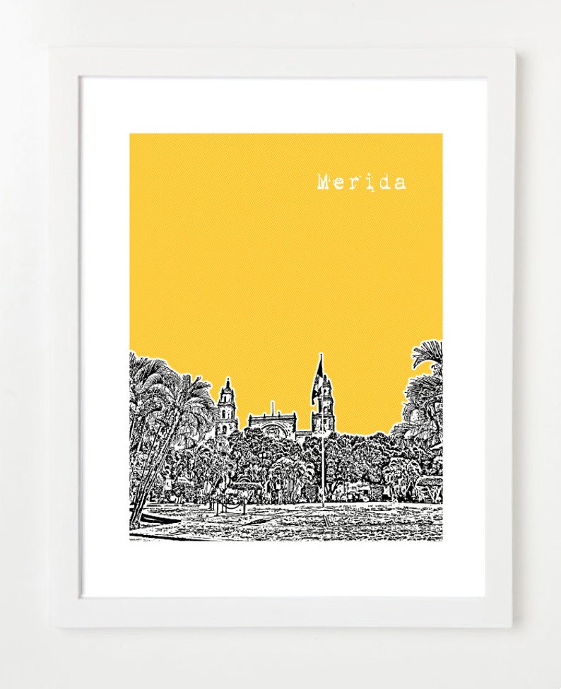 Merida Mexico Poster Skyline Art Print Yucatan - Etsy