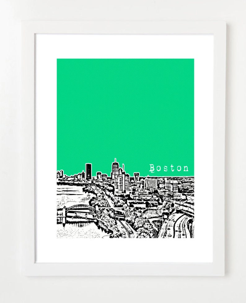 Boston Art Print Boston Skyline Boston Massachusetts - Etsy