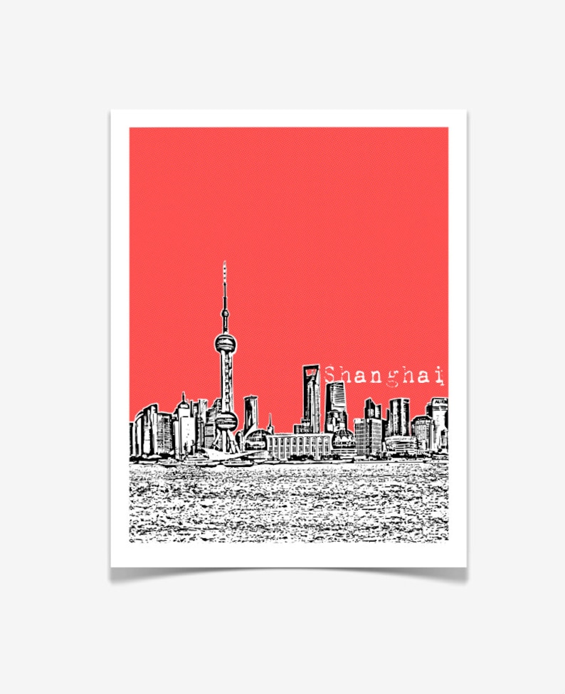 Shanghai City Skyline Art Print Shanghai Poster - Etsy