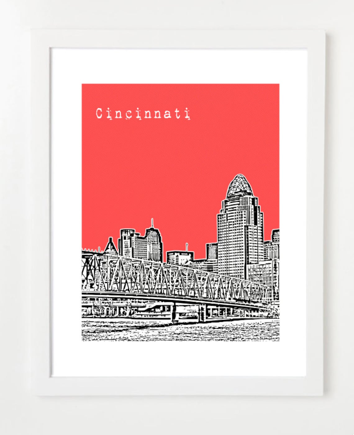 Cincinnati Art Print Cincinnati Skyline Poster Cincinnati - Etsy