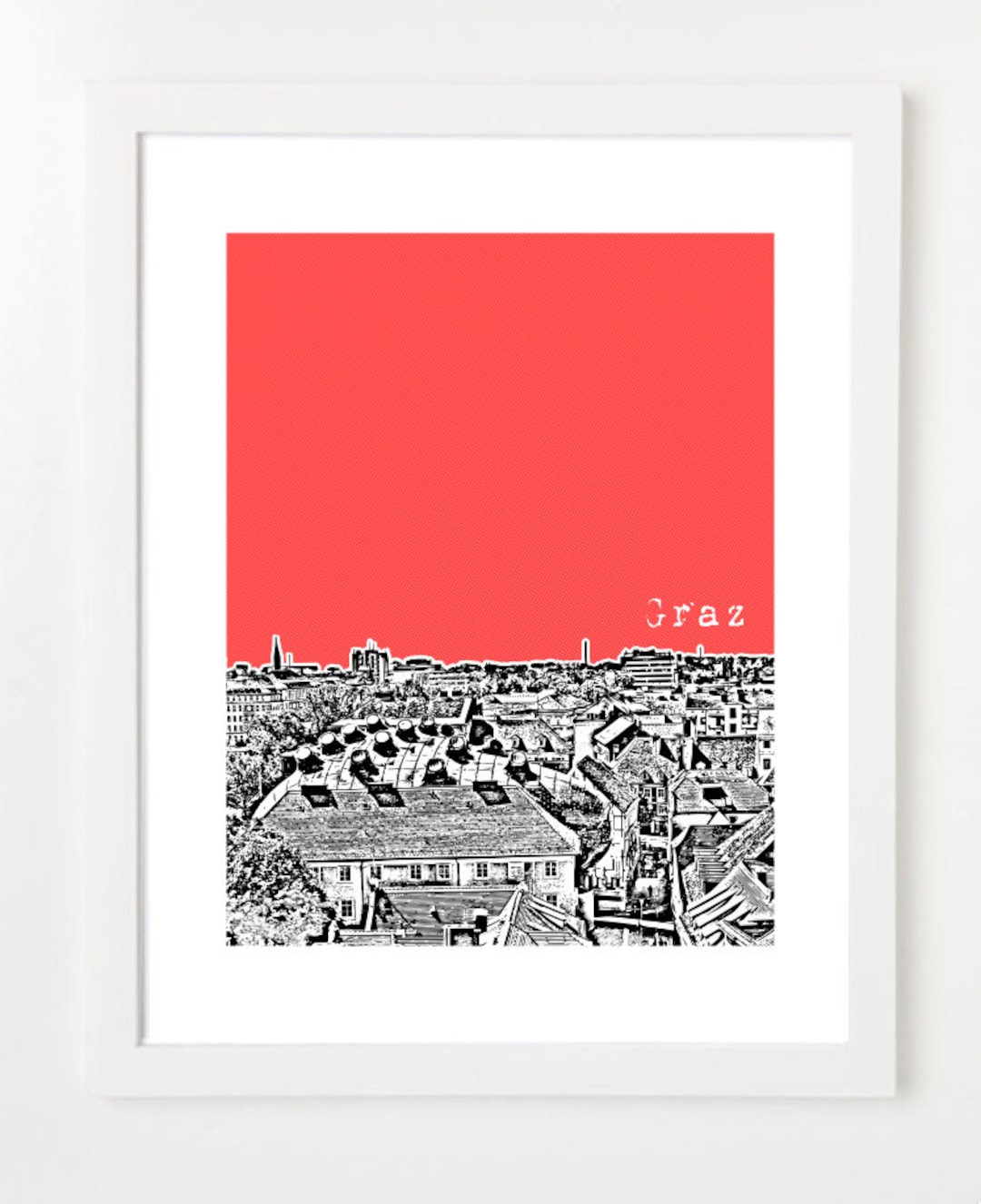 Graz, Austria Poster Skyline Art Print Kunsthaus - Etsy