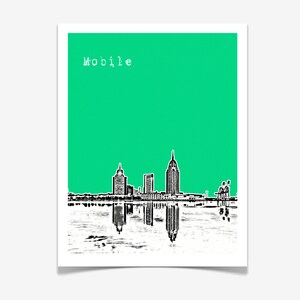 Mobile Alabama Skyline Art Print Mobile Poster Mobile AL Gifts - Etsy